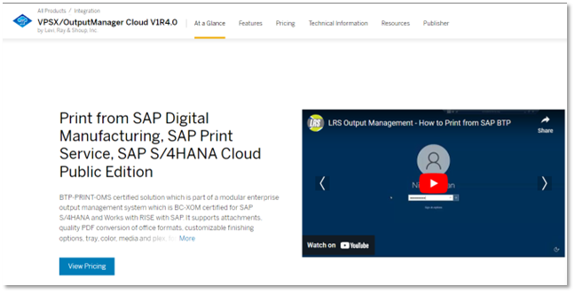 LRS Software available on SAP Store Online Marketplace | Levi, Ray ...